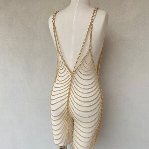 Golden Chain Dress , Back Drop Chain Dress, Women Clothing , Rave ...