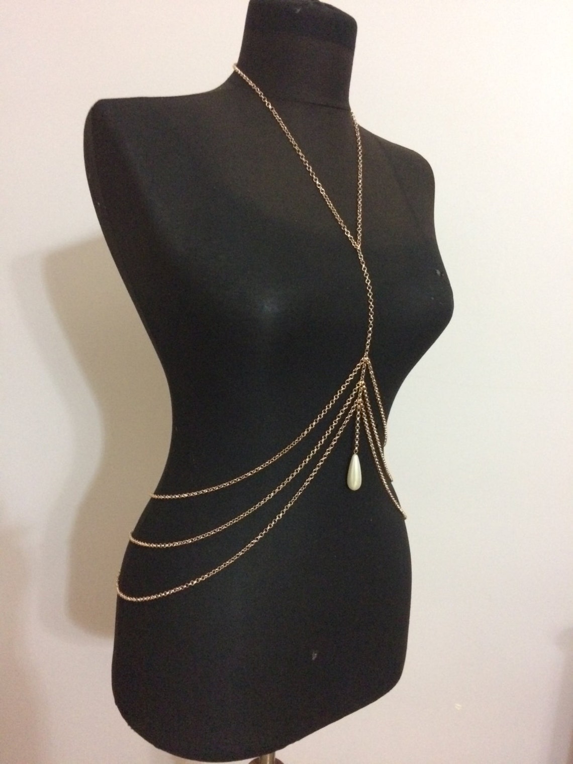 Gold Body Chain Body Necklace Pearl Body Jewelry - Etsy