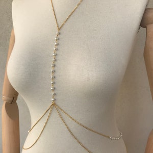 Double Pearl Body Chain, Gold Body Chain,gold Plated Chain,body ...
