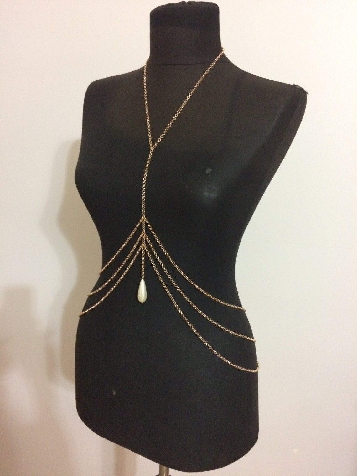 Gold Body Chain Body Necklace Pearl Body Jewelry - Etsy