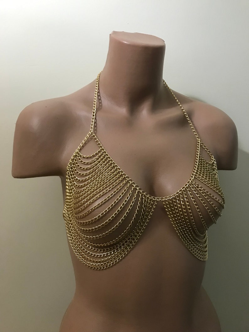Gold Chain Bra Body Chain Body Jewelry Sexy Chain Bra Etsy