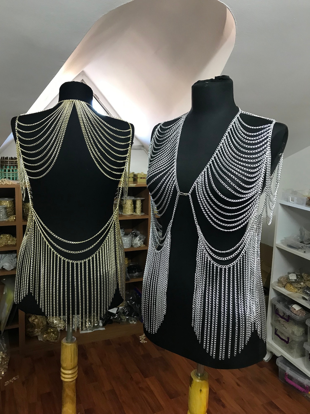 Gold Chain Vest Body Jewelry Silver Bodychain Festival - Etsy