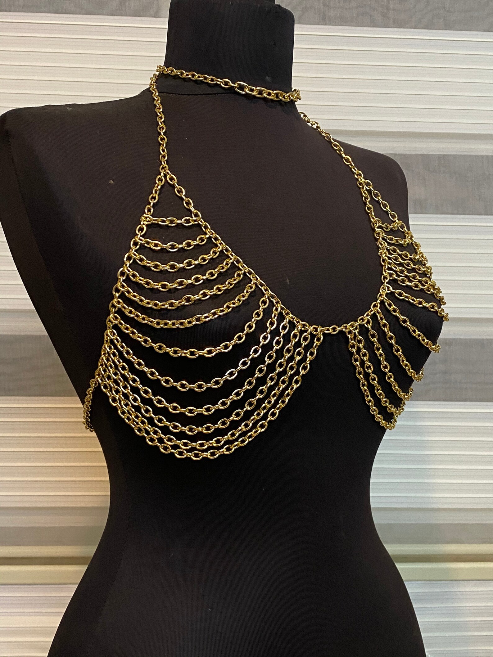 Triangle Gold Chain Bra Gold Body Chain Chain Bra Chain - Etsy