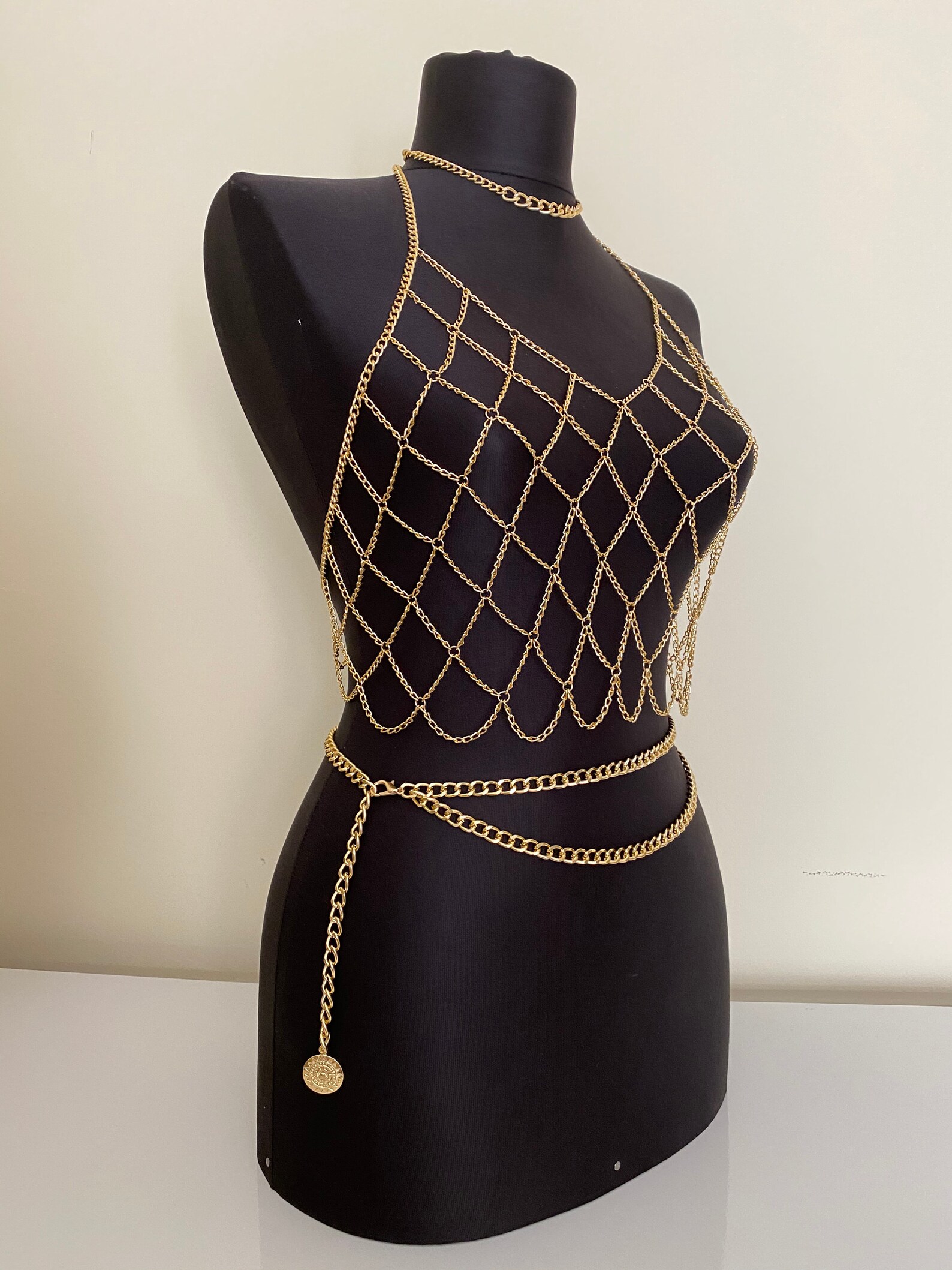 Gold V Collar Body Chain T Shirt Body Chain Chain Bralette - Etsy