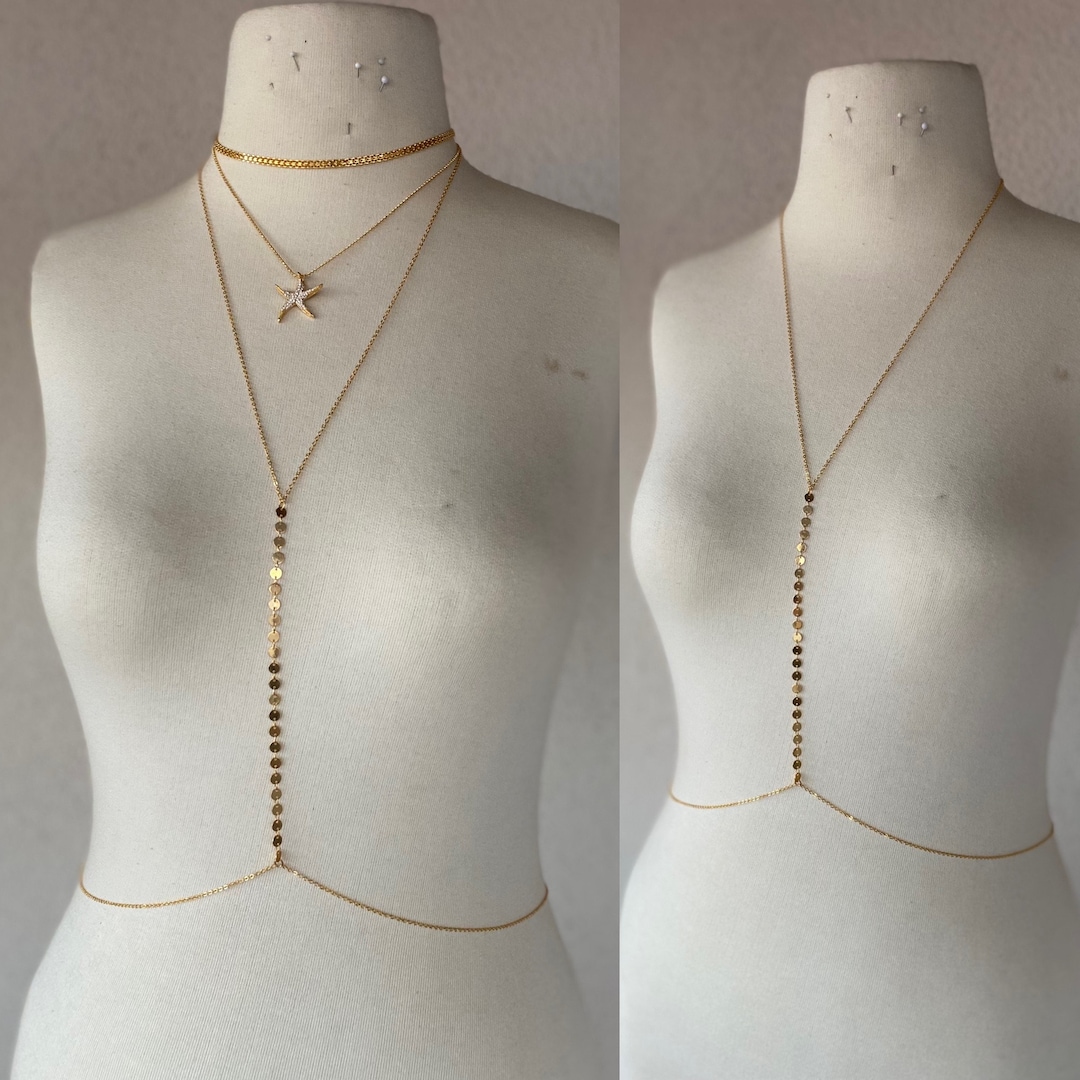Golden Body Chain Necklace Waist Chain Body Chain Body Etsy
