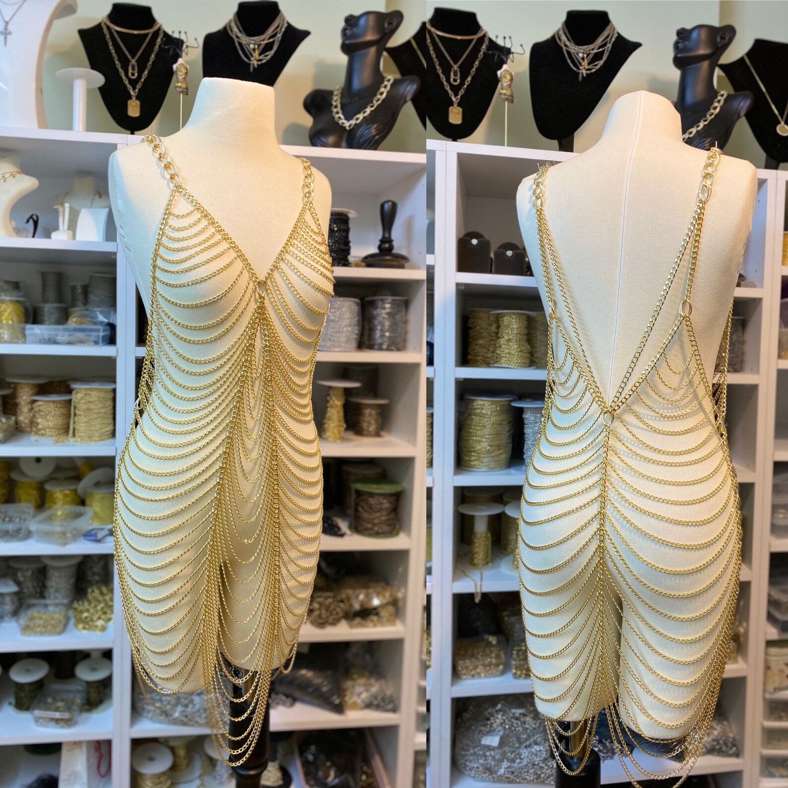 Golden Chain Dress Back Drop Chain Dress Women Clothing | Etsy