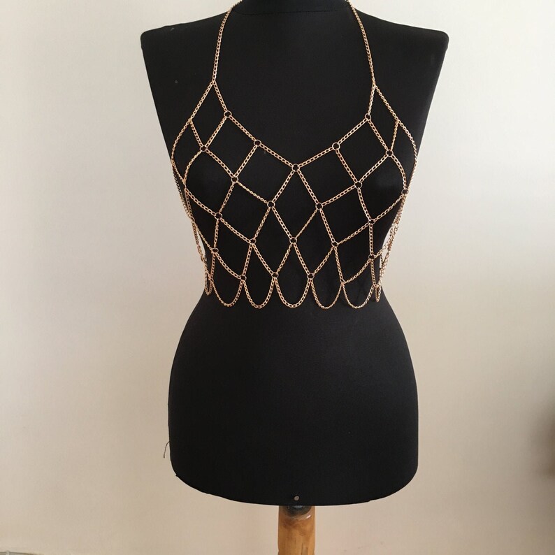 Gold V Collar Body Chain T Shirt Body Chain Chain Bralette - Etsy