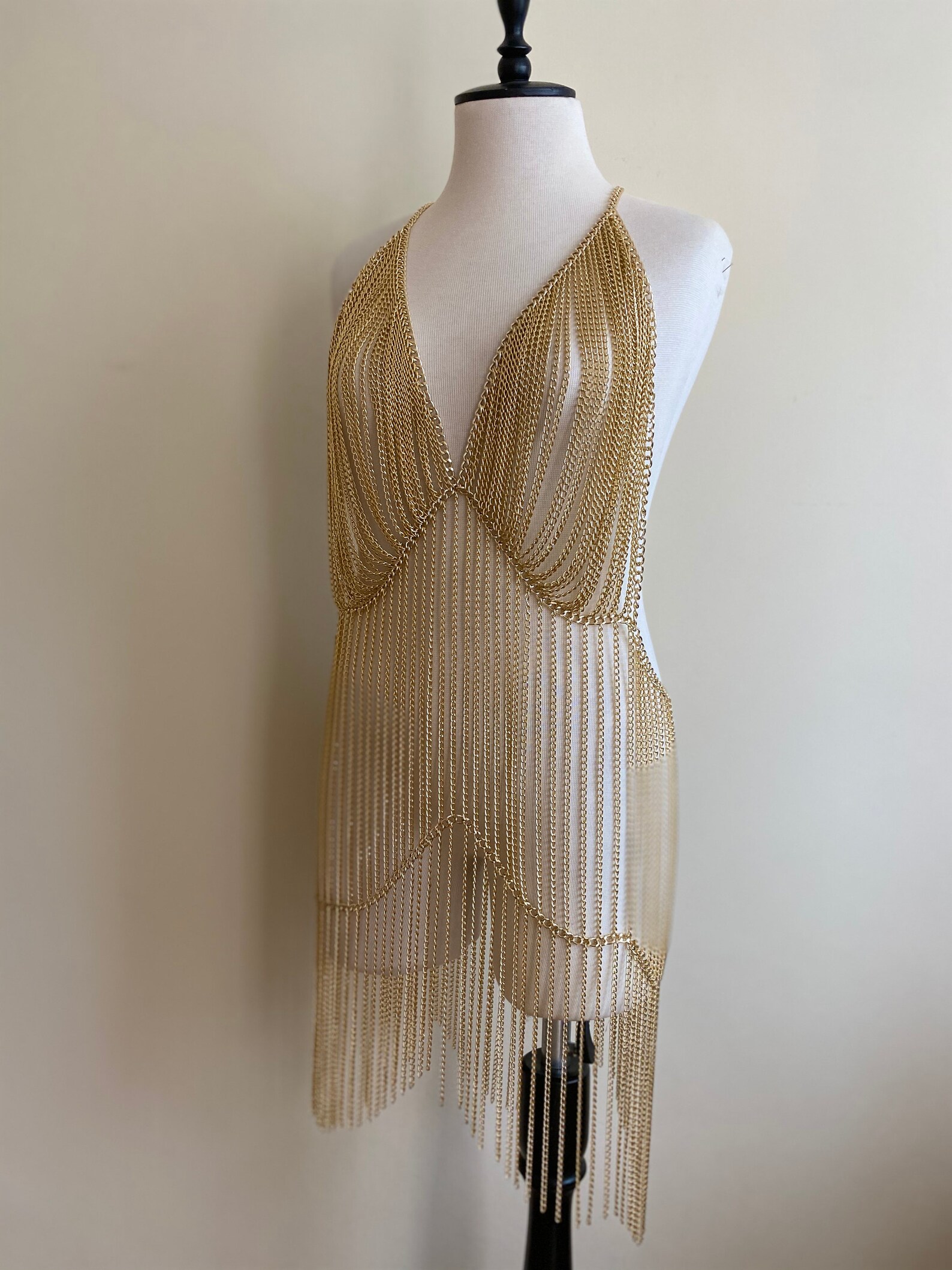 Gold Mini Chain Dress Festival Clothing Chain Mail Dress - Etsy