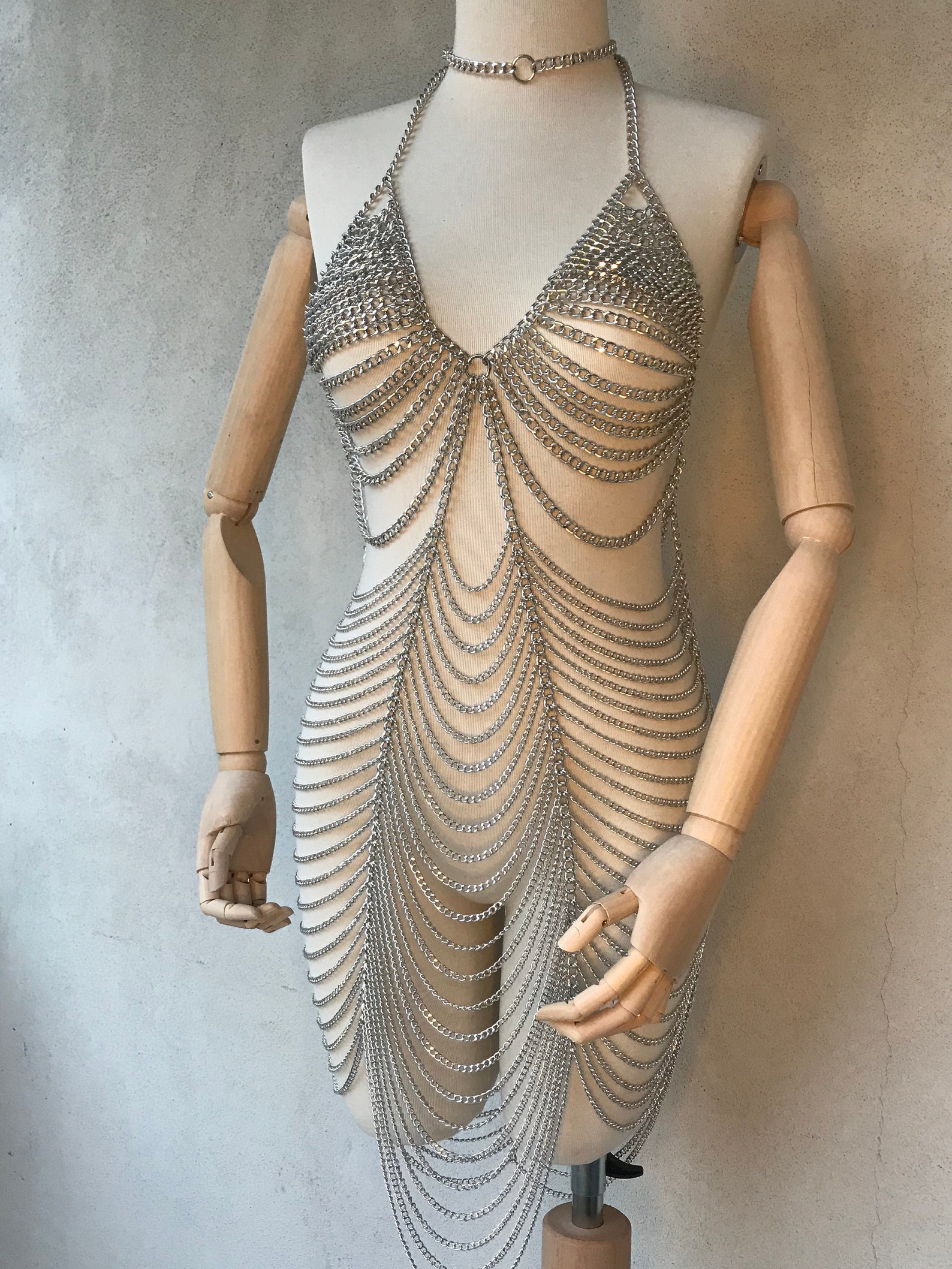 Gold Chain Dress Mini Chain Dress Gold Body Chain Chain - Etsy