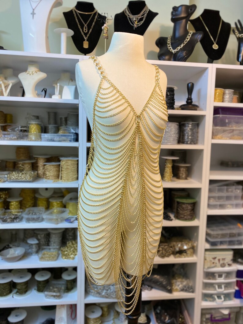 Golden Chain Dress Back Drop Chain Dress Women Clothing - Etsy