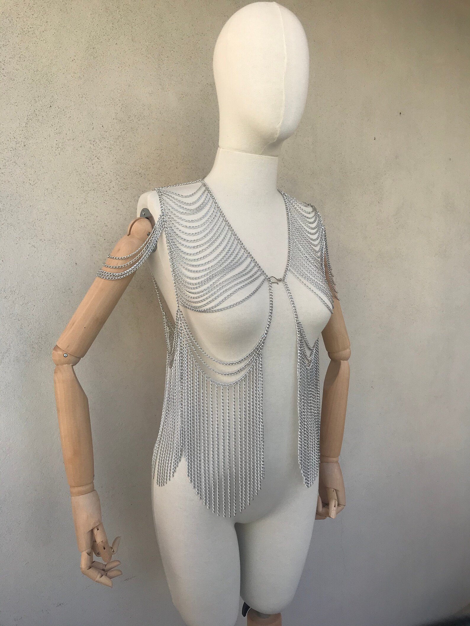 Gold Chain Vest Body Jewelry Silver Bodychain Festival - Etsy