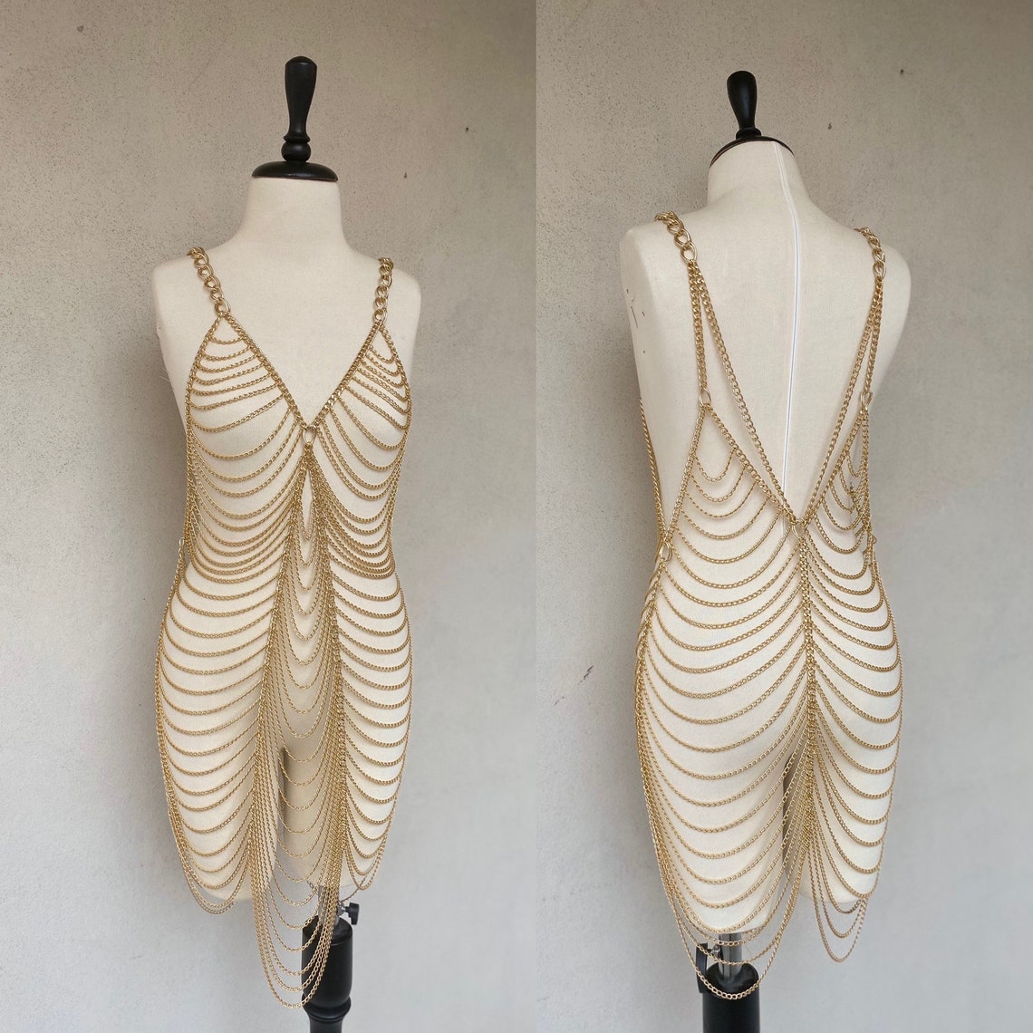 Golden Chain Dress Back Drop Chain Dress Women Clothing | Etsy