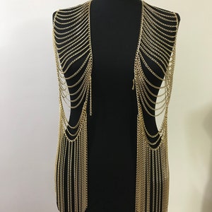 Gold Chain Vest Body Jewelry Silver Bodychain Festival - Etsy