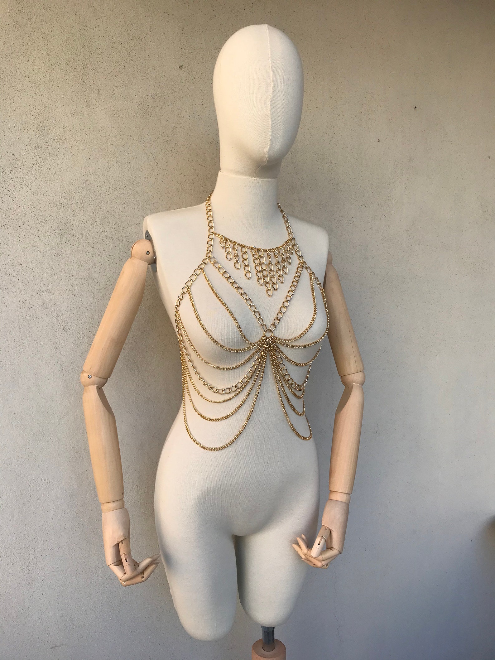 Gold Chain Bra Top Rave Outfit Women Clothing | Etsy