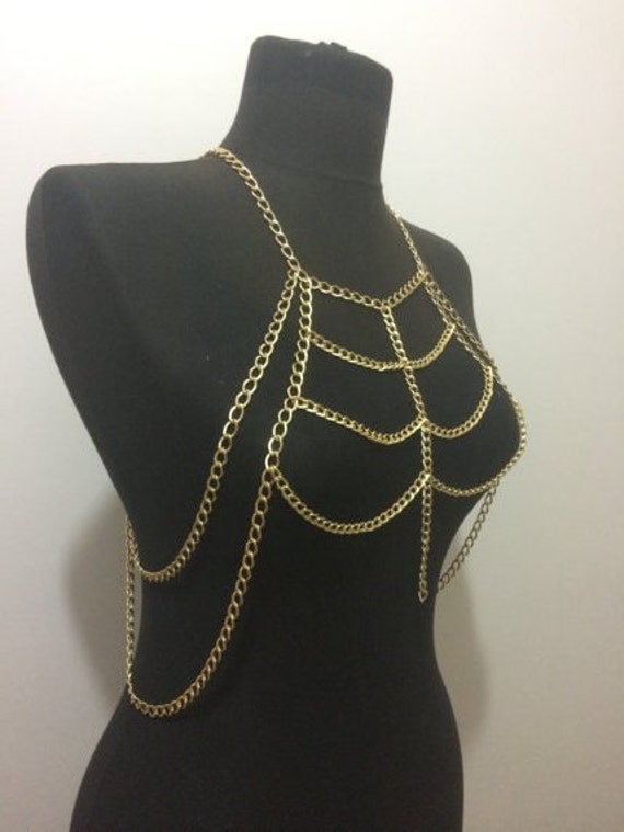 Gold body chain gold body necklace gold body chain body | Etsy