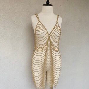 Golden Chain Dress , Back Drop Chain Dress, Women Clothing , Rave ...