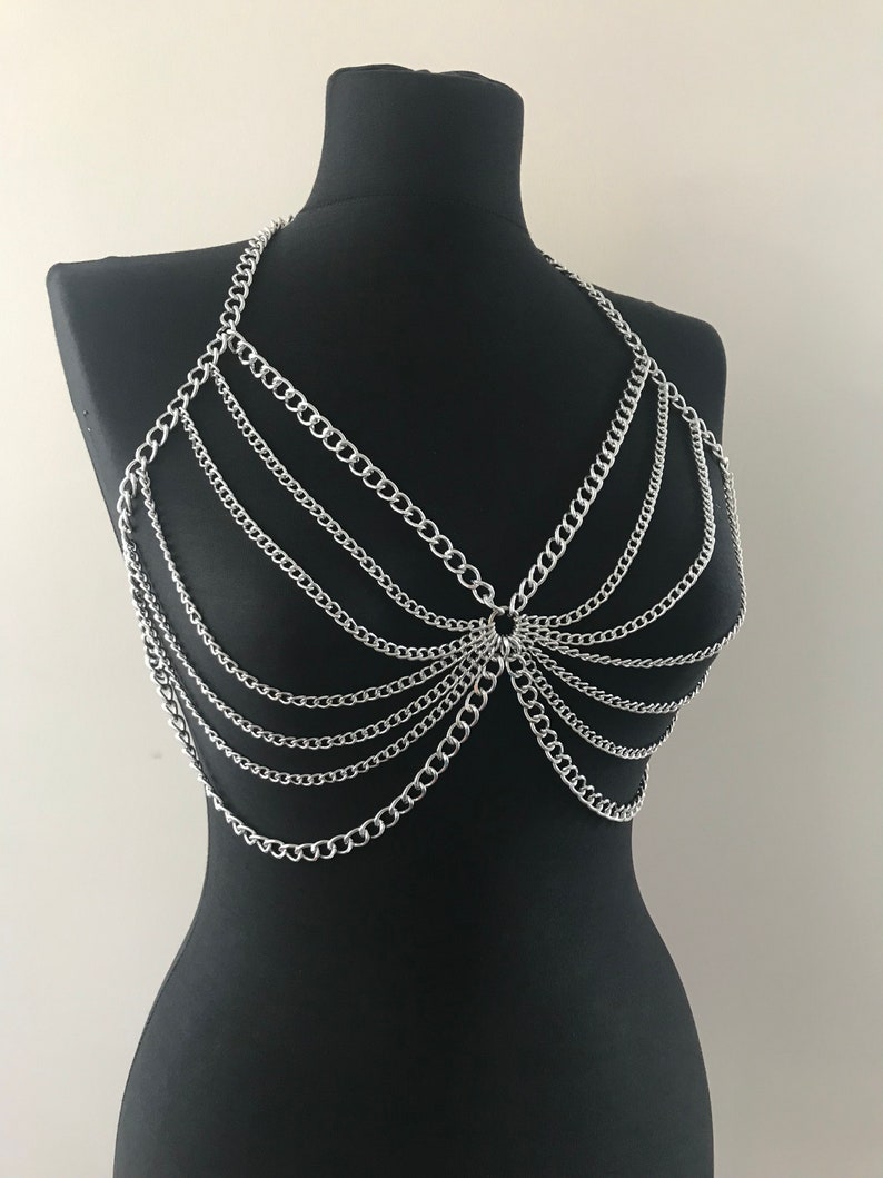 Bralette Chain Bra Top Halter Body Harness Gold Bra - Etsy