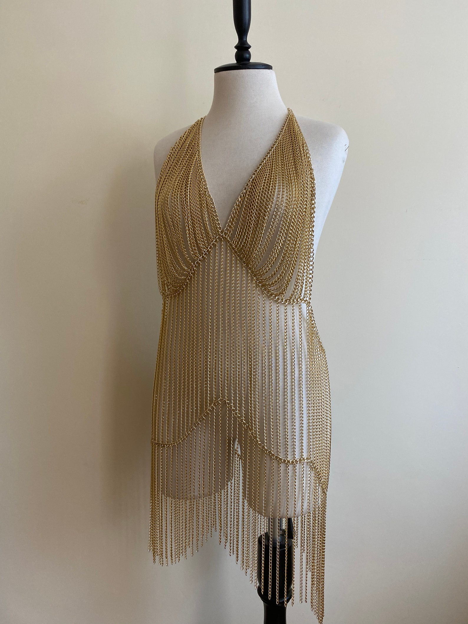 Gold Mini Chain Dress Festival Clothing Chain Mail Dress - Etsy