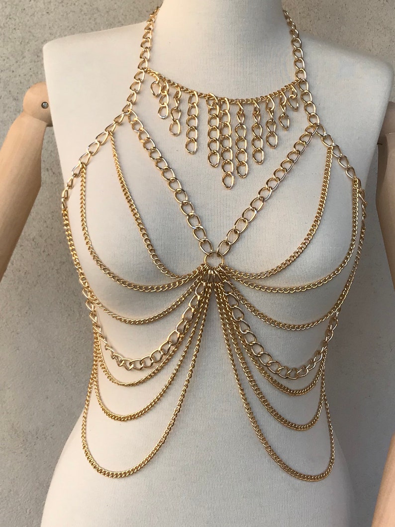 Gold Kette BH Top Rave Outfit Frauen Kleidung | Etsy