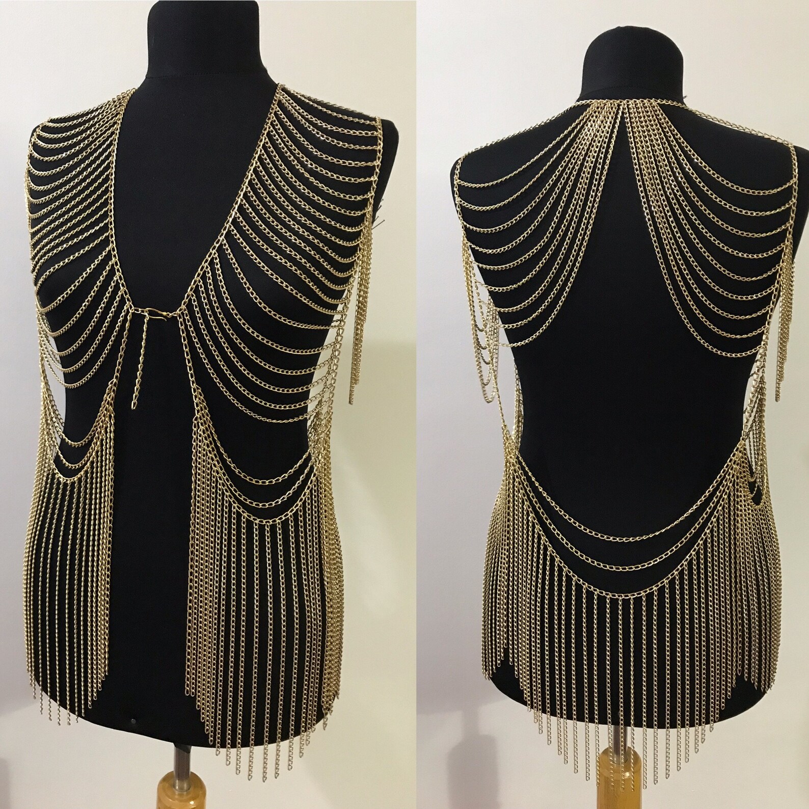 Gold Chain Vest Body Jewelry Silver Bodychain Festival - Etsy