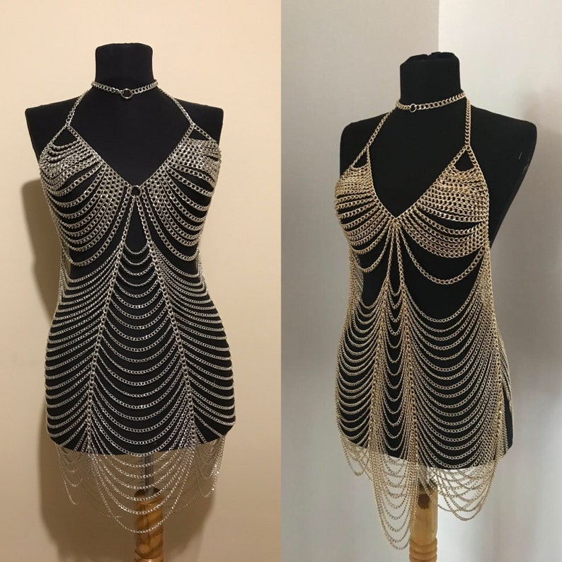 Gold Chain Dress Mini Chain Dress Gold Body Chain Chain - Etsy