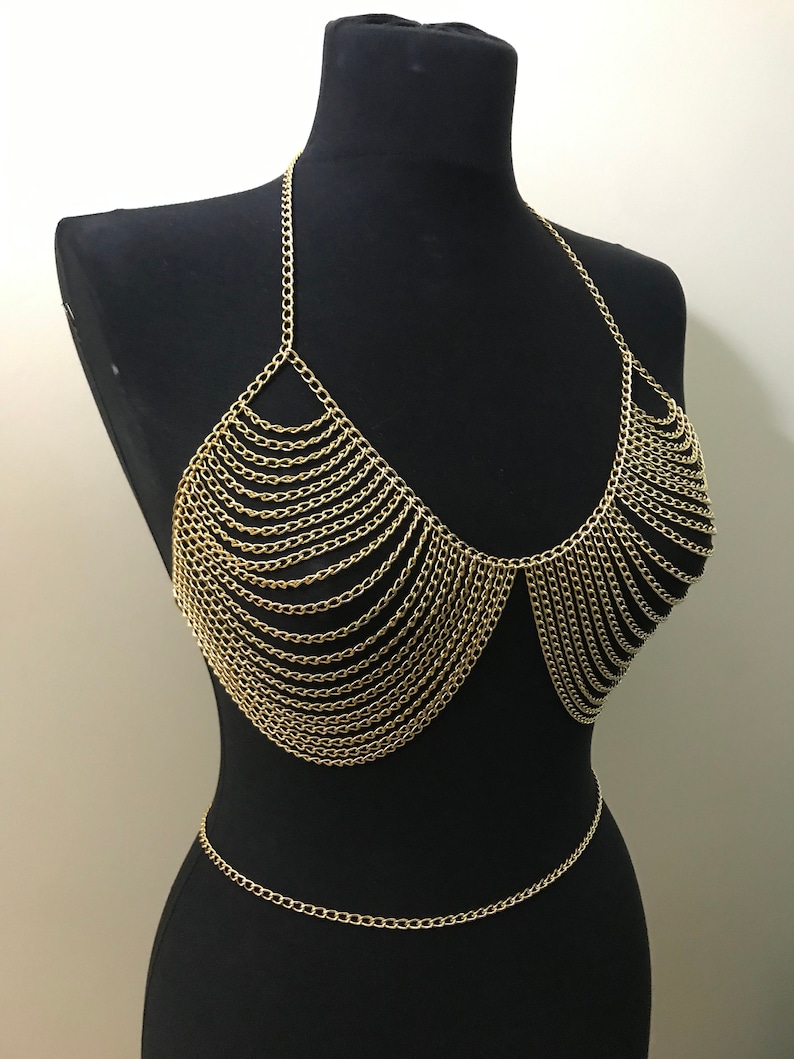 Gold Chain Bra Body Chain Body Jewelry Sexy Chain Bra Etsy
