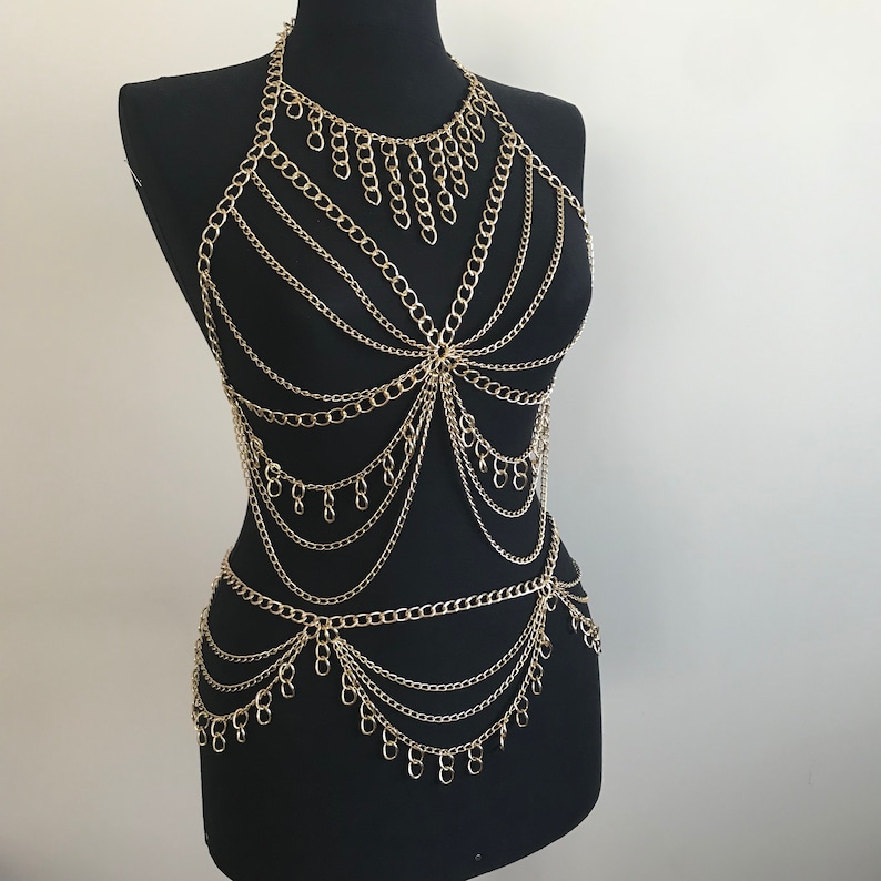 Body Harness Body Chain body Necklace Chain Dress Belly | Etsy