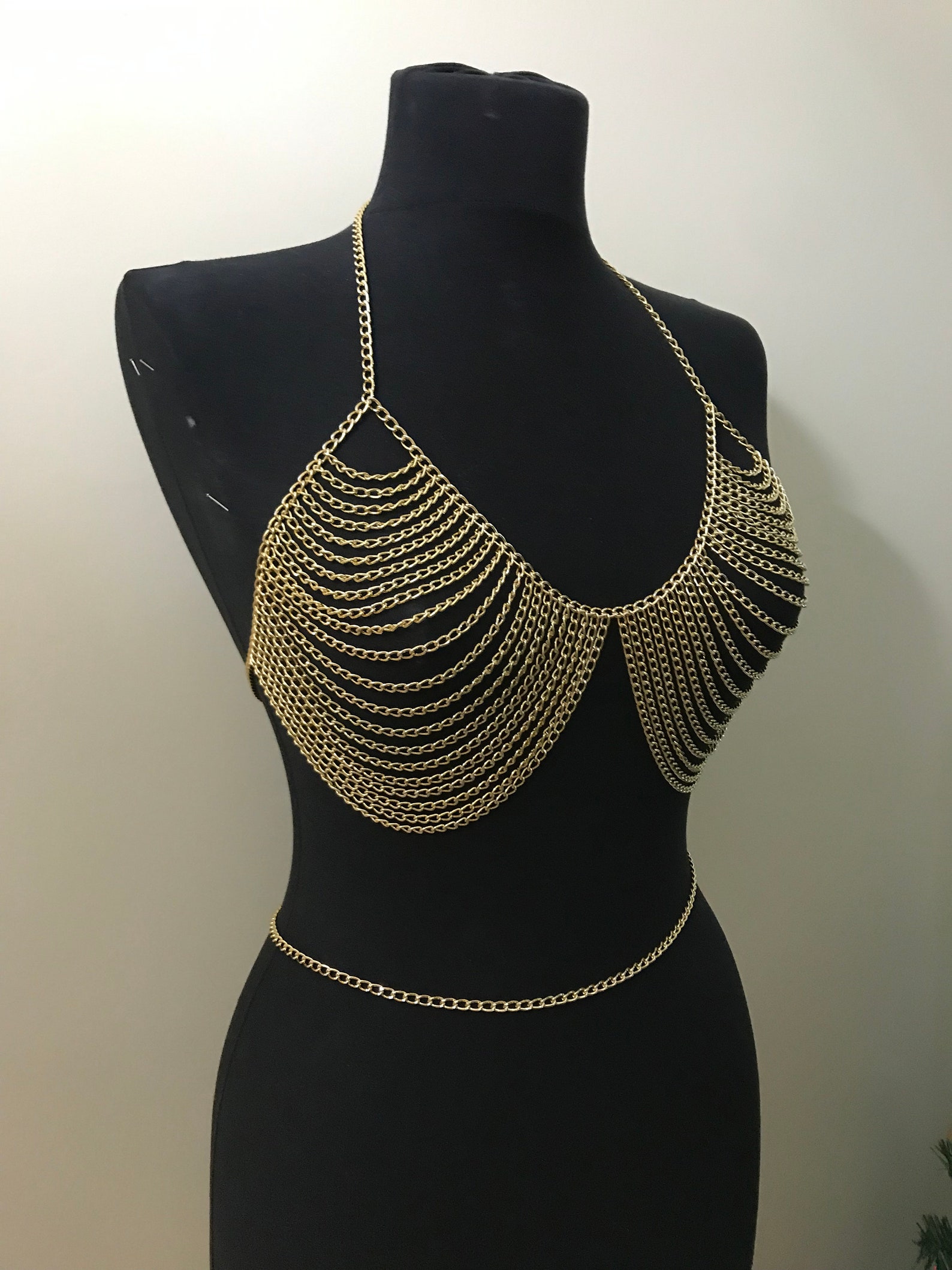 Gold Chain Bra Body Chain Body Jewelry Sexy Chain Bra Etsy