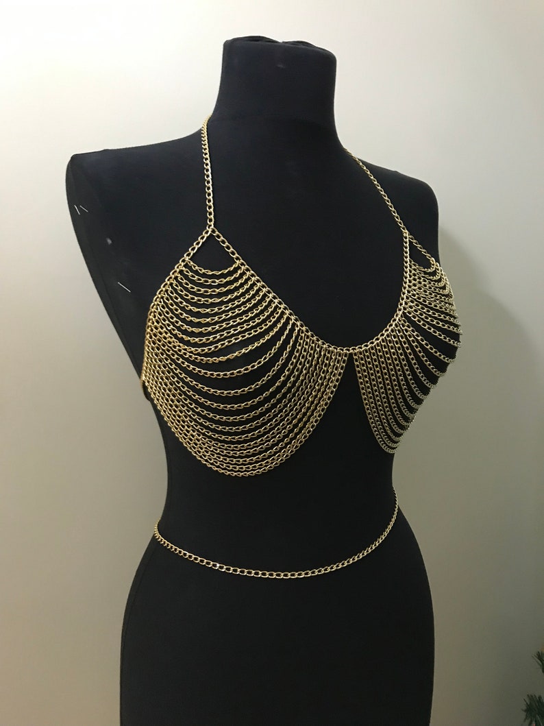 Gold Chain Bra Body Chain Body Jewelry Sexy Chain Bra Etsy