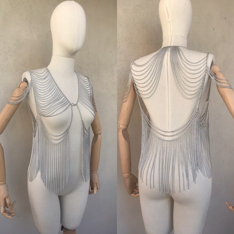 Gold Chain Vest Body Jewelry Silver Bodychain Festival - Etsy
