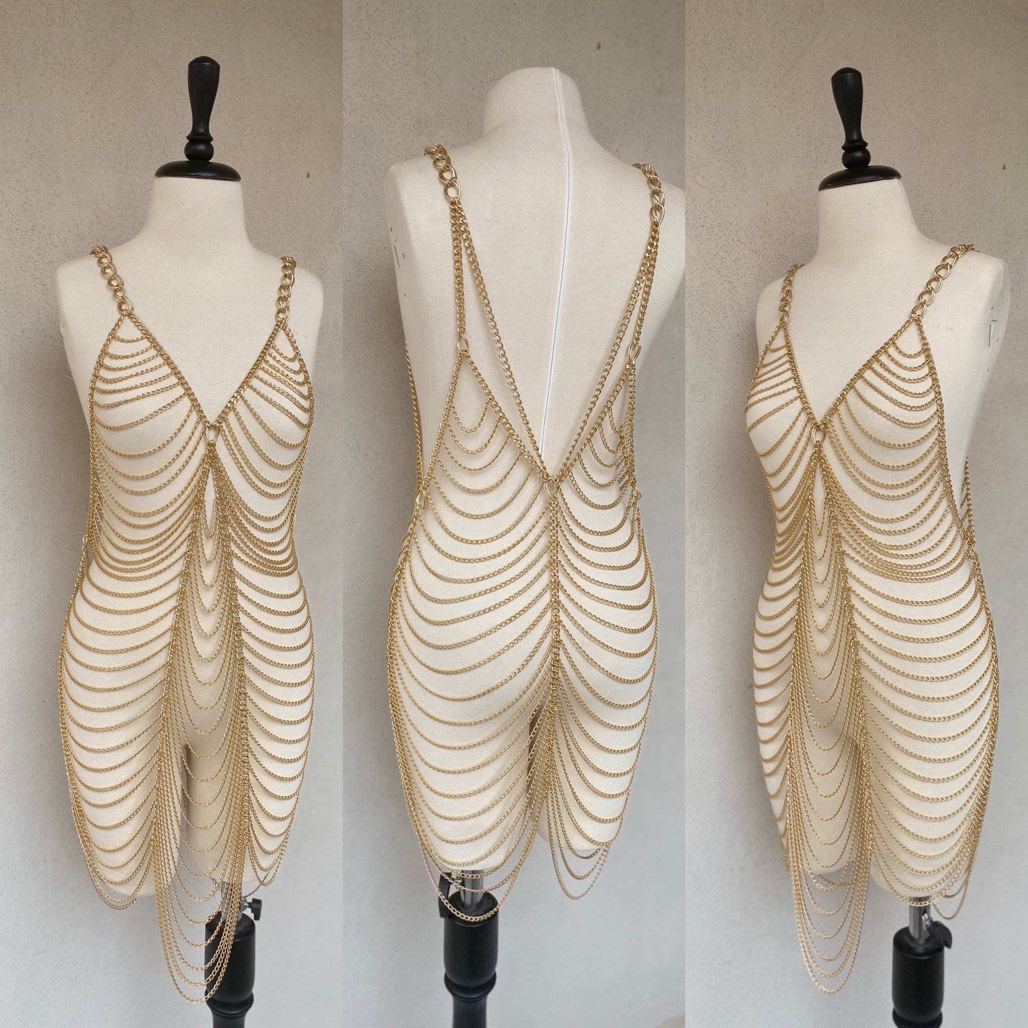 Golden Chain Dress Back Drop Chain Dress Women Clothing Etsy