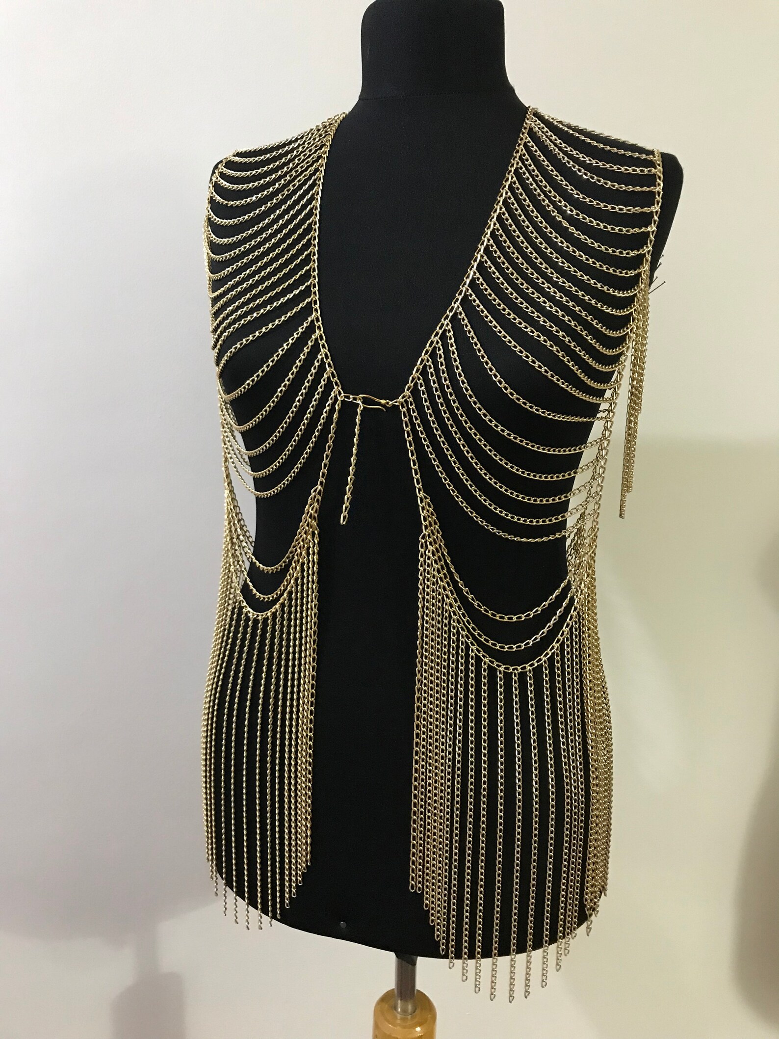 Gold Chain Vest Body Jewelry Silver Bodychain Festival - Etsy