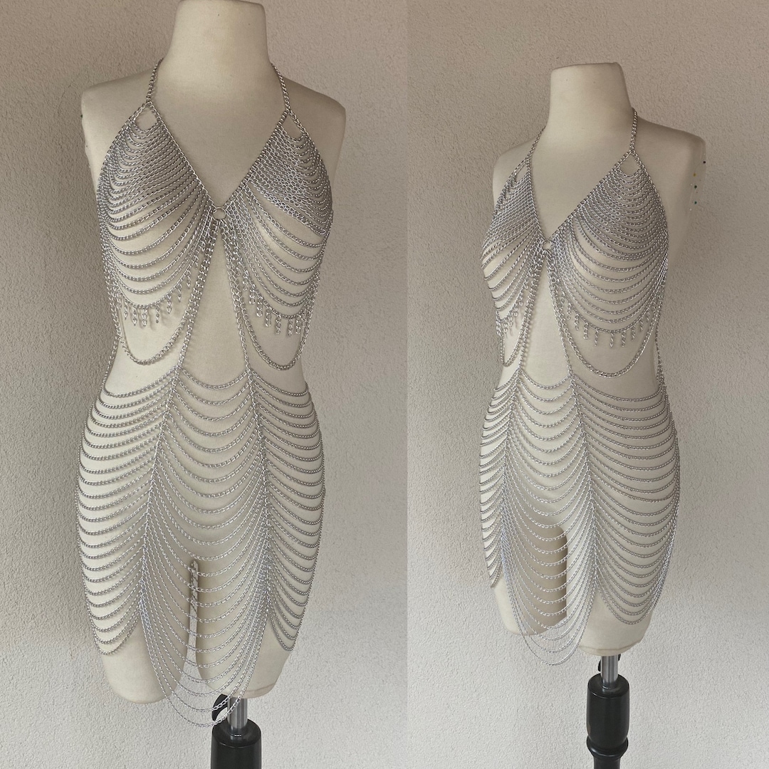 Silver Chain Dress, Festival Clothing , Rave Outfit ,music Festival ...