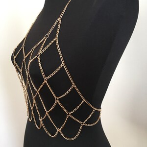 Gold V Collar Body Chain, T Shirt Body Chain, Chain Bralette, Body ...