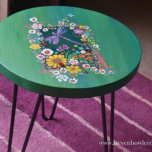 Floral Cottage Garden Wood Coffee Side Table With Hand Painted ...