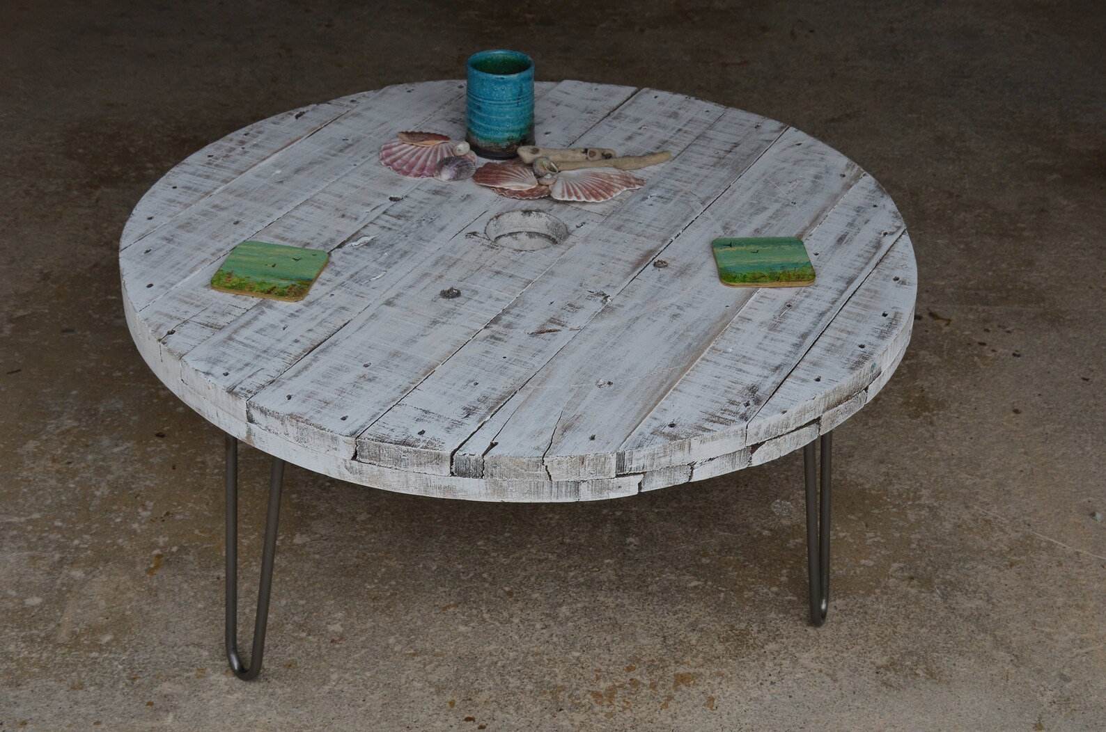 Contemporary Bespoke White Coastal Cottage Round Coffee Table - Etsy