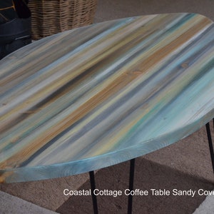 Sandy Cove Oval Wood Coffee Table Coastal Cottage Hand Painted Old Boat ...