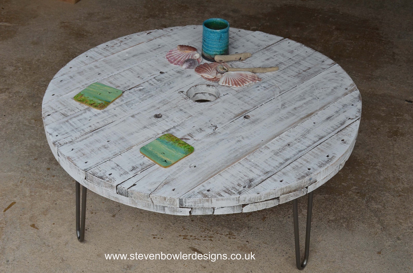 Contemporary Bespoke White Coastal Cottage Round Coffee Table - Etsy