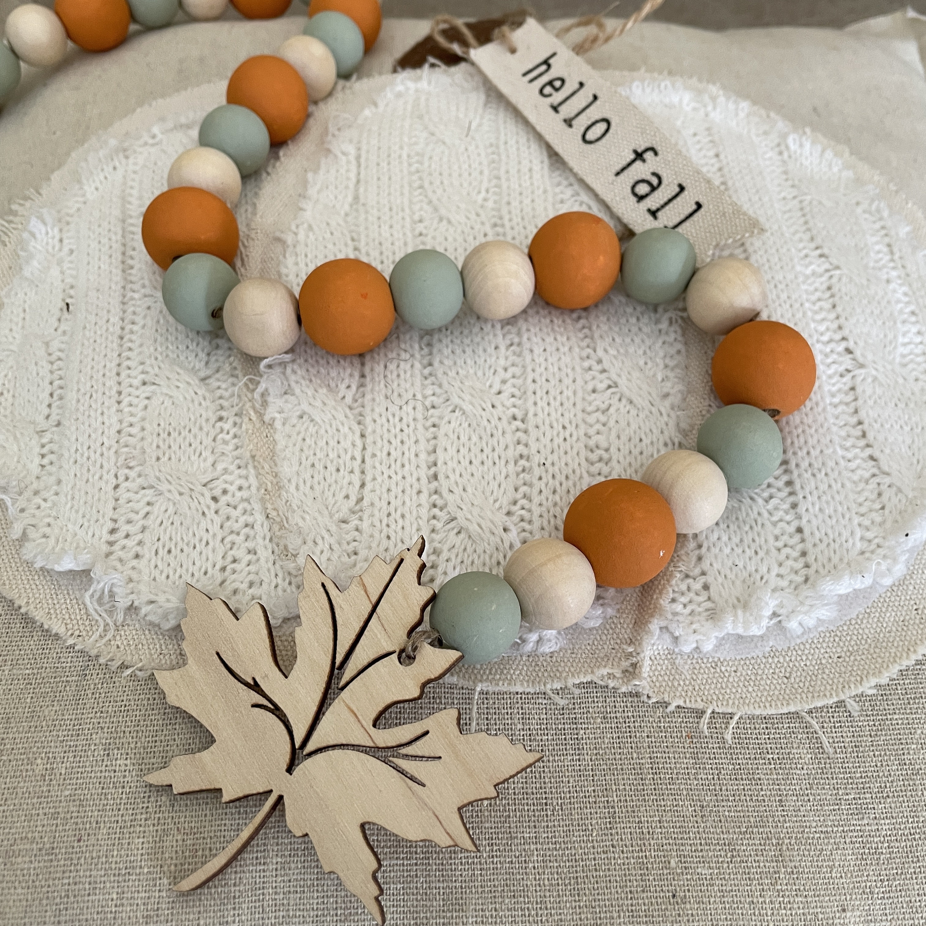 Fall Garland-wooden Bead Garland Tier Tray Decor Beads - Etsy