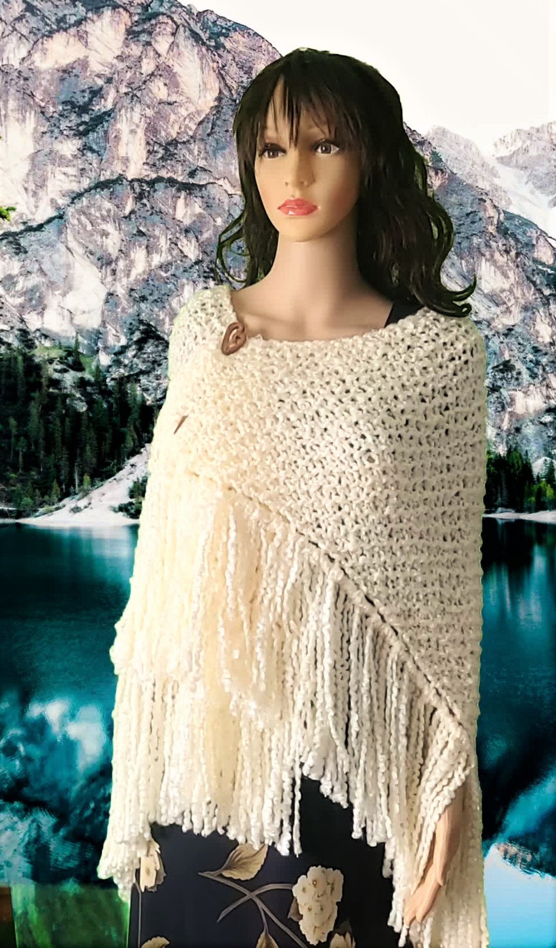 Vanilla Fringe Triangle Shawl, Wedding Shawl, Comfort Shawl, Large ...