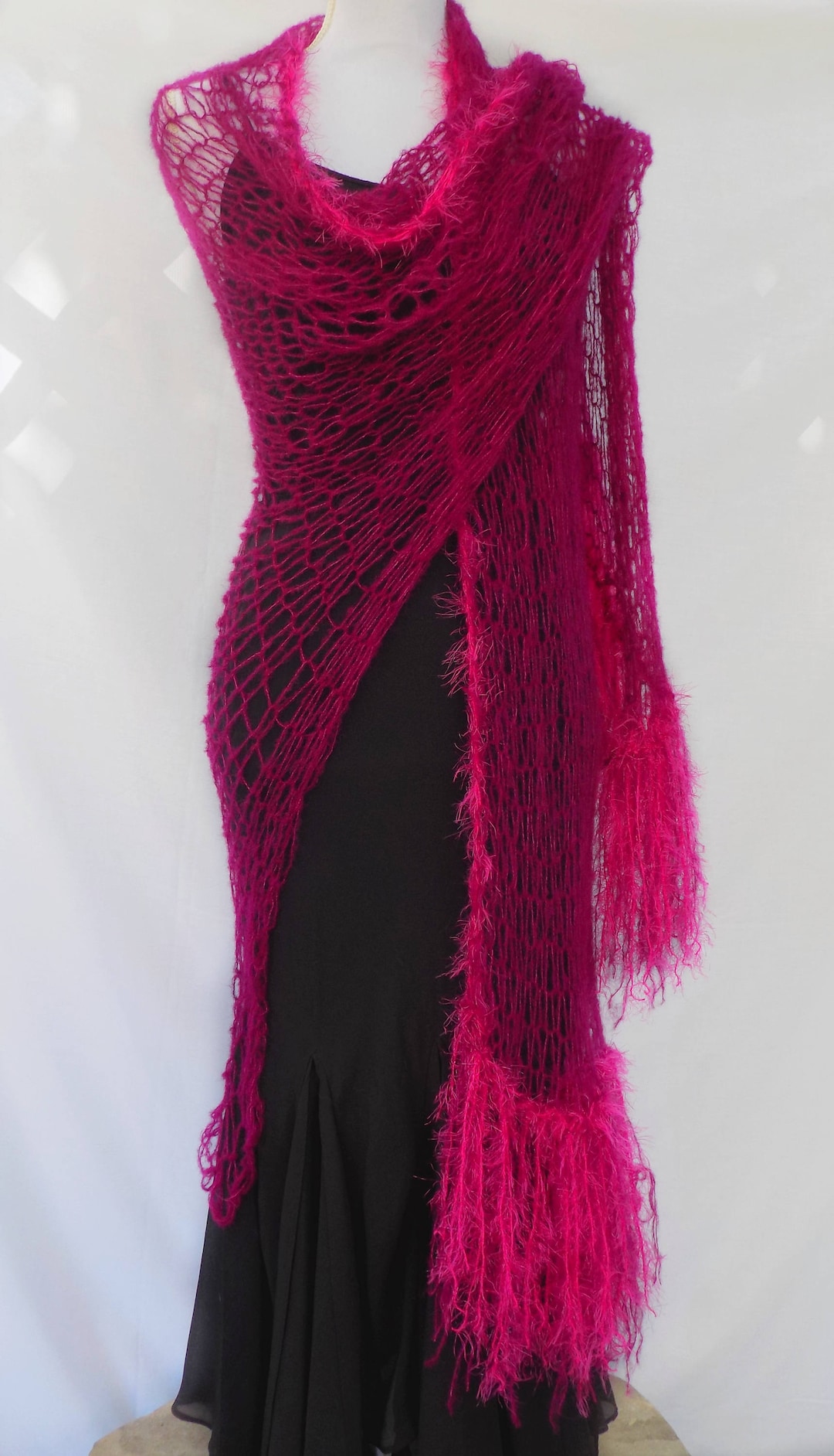 Bohemian Fringe Shawl, Extra Long Scarf, Net Scarf, Alpaca Silk Scarf ...