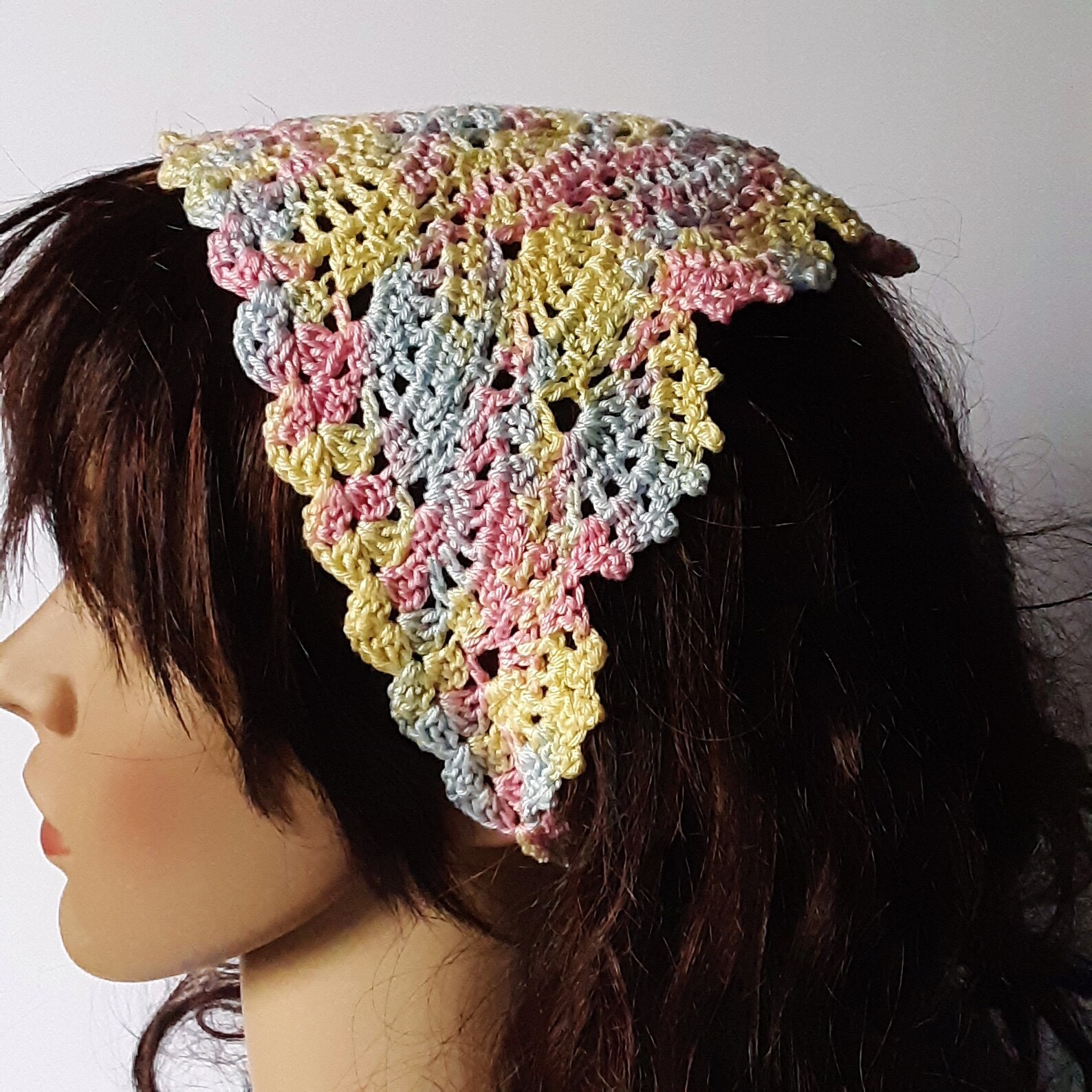 Kerchief Headband, Boho Triangle Headband, Lace Hair Bandana, Hair ...