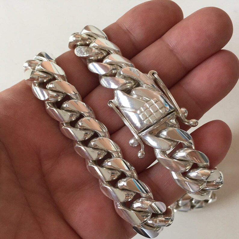 14 mm Miami solid Cuban link Fine .999 silver hand made chain | Etsy