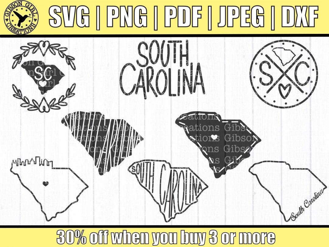 South Carolina Svg Bundle | Hand Drawn South Carolina Svg | South ...