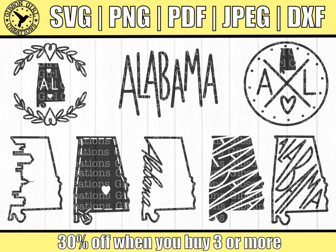 Alabama Svg Alabama Svg Bundle AL Svg Alabama State | Etsy