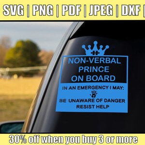 Non-verbal Princess Car Decal Svg Non-verbal Prince Car Sticker Svg ...
