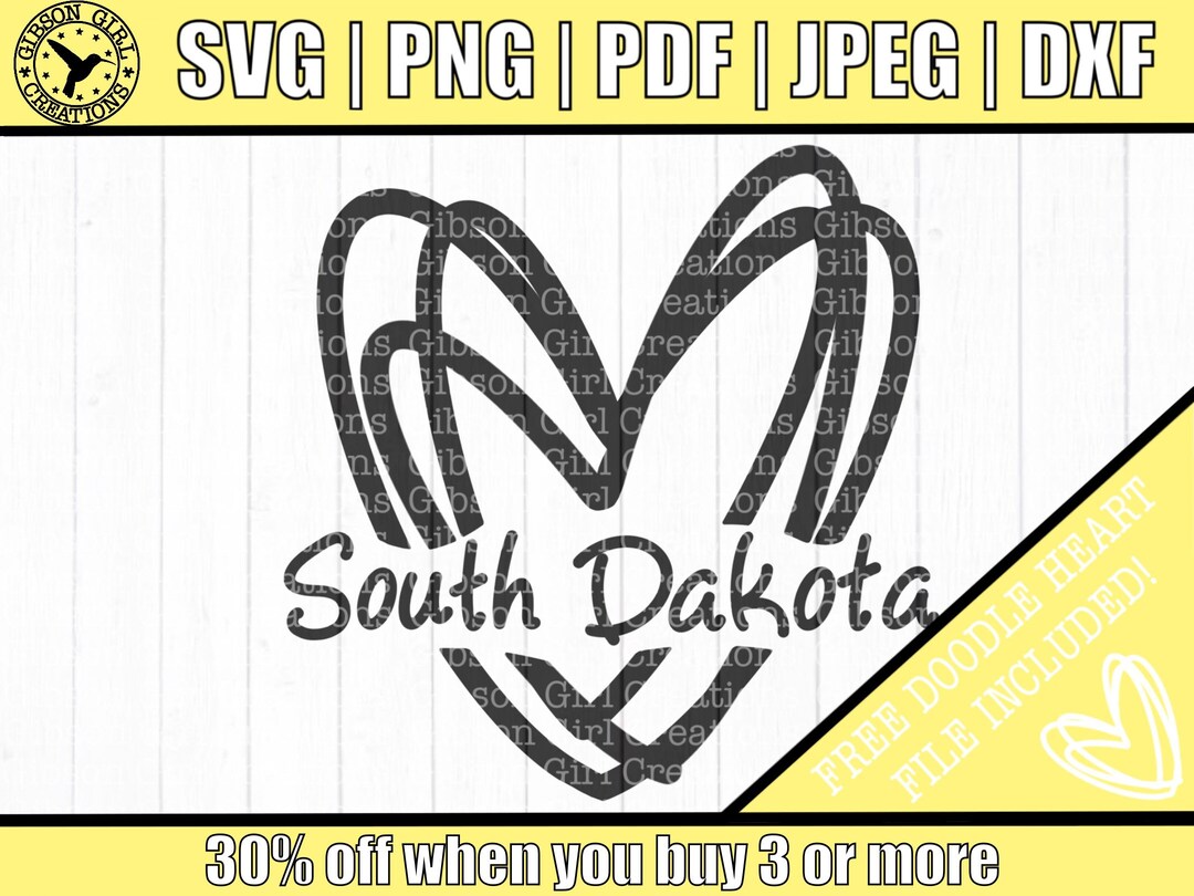 South Dakota Svg | South Dakota Heart Svg | SD Svg | South Dakota State ...