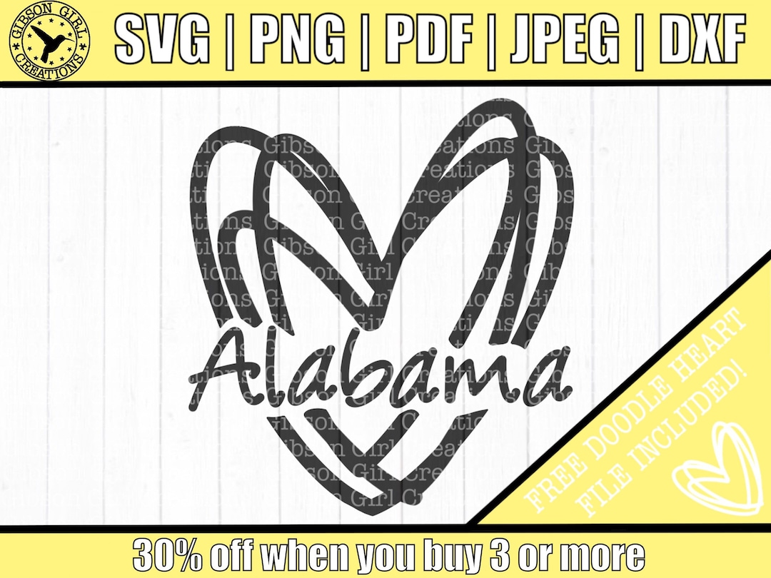 Alabama Svg | Alabama Heart Svg | AL Svg | Alabama State Svg | State ...