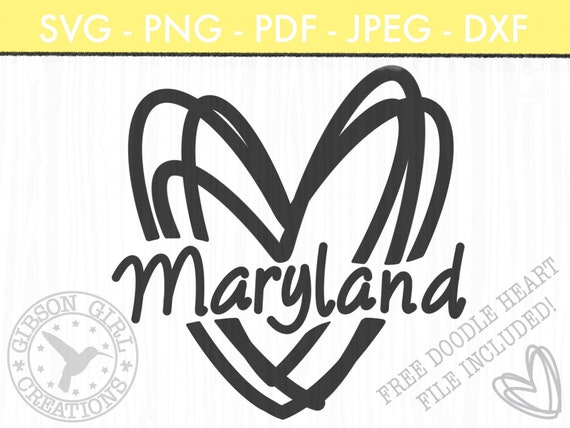 Maryland Svg Maryland Heart Svg MD Svg Maryland State | Etsy