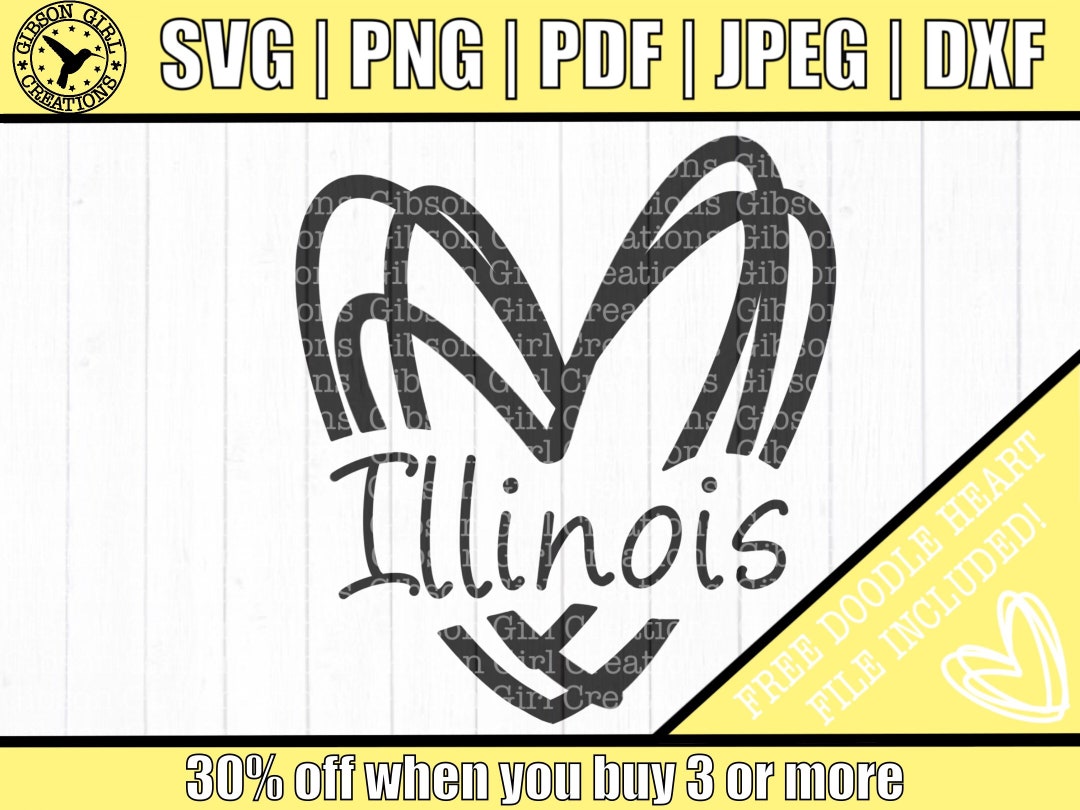Illinois Svg | Illinois Heart Svg | IL Svg | Illinois State Svg | State ...